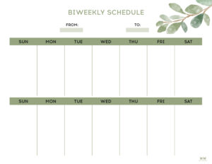 Free Printable 2-Week Calendar Template