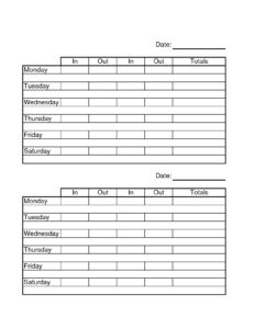 Printable 2-Week Timesheet Template