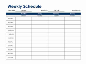 Free Printable 7 Day Schedule Template