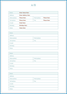 Free Printable Address Book Template (Word)