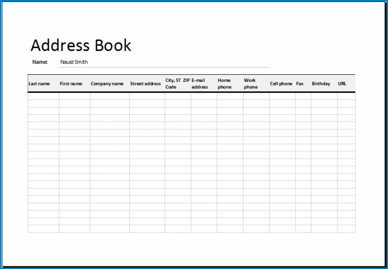 Free Printable Address Book Template (Word)