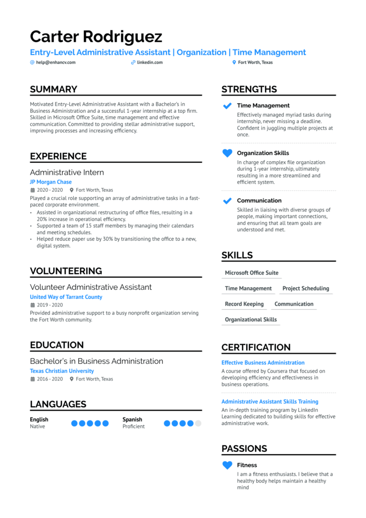 Administrative Assistant Resume Template