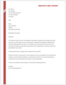 Customizable Application Letter Template (Word)