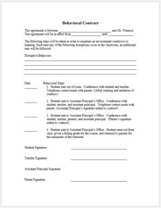 Behavior Contract Template for Adults