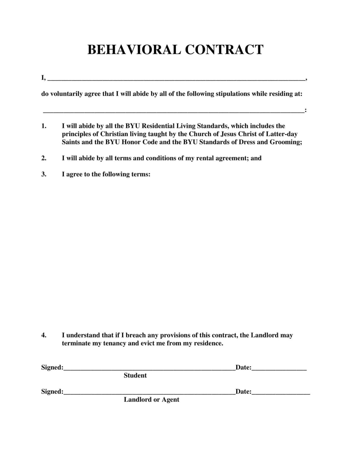 Good Behavior Contract Templates Now - Nationalshibarescue.org