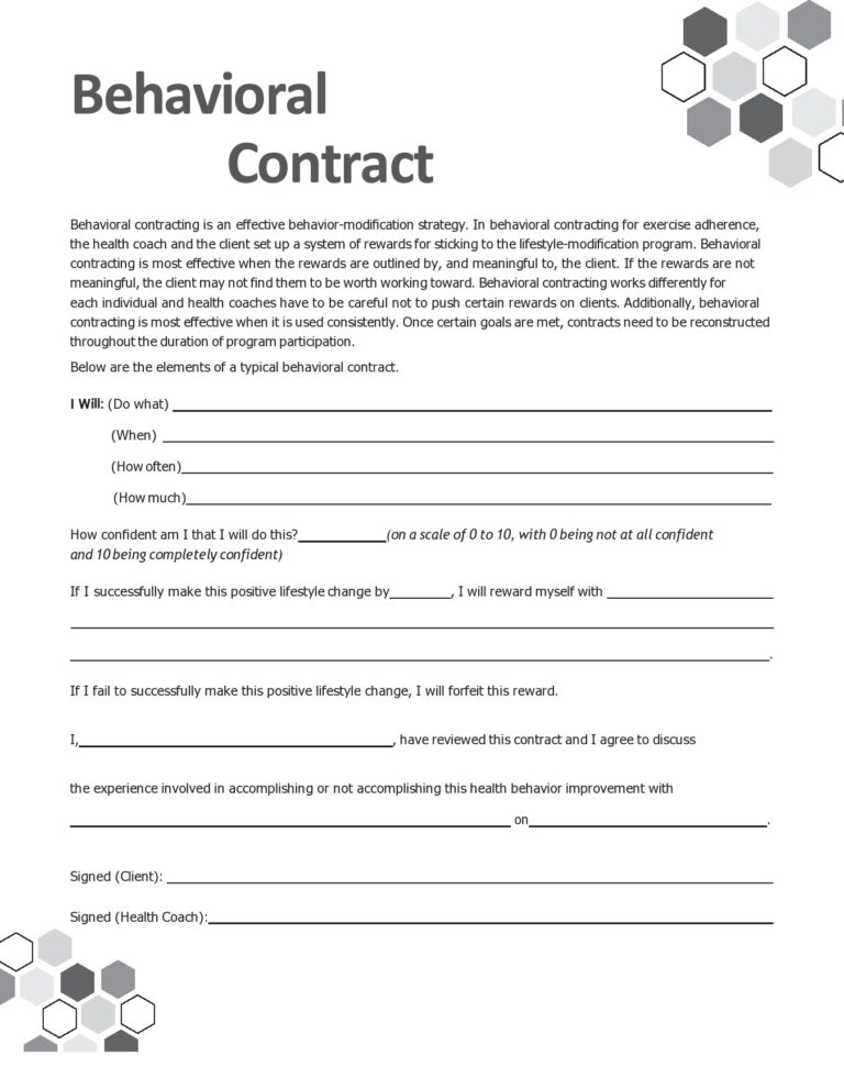 Behavior Contract Template for Adults