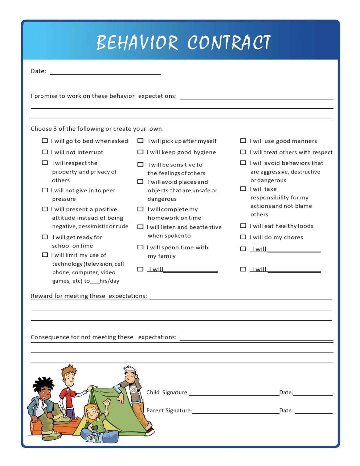 Behavior Contract for Students