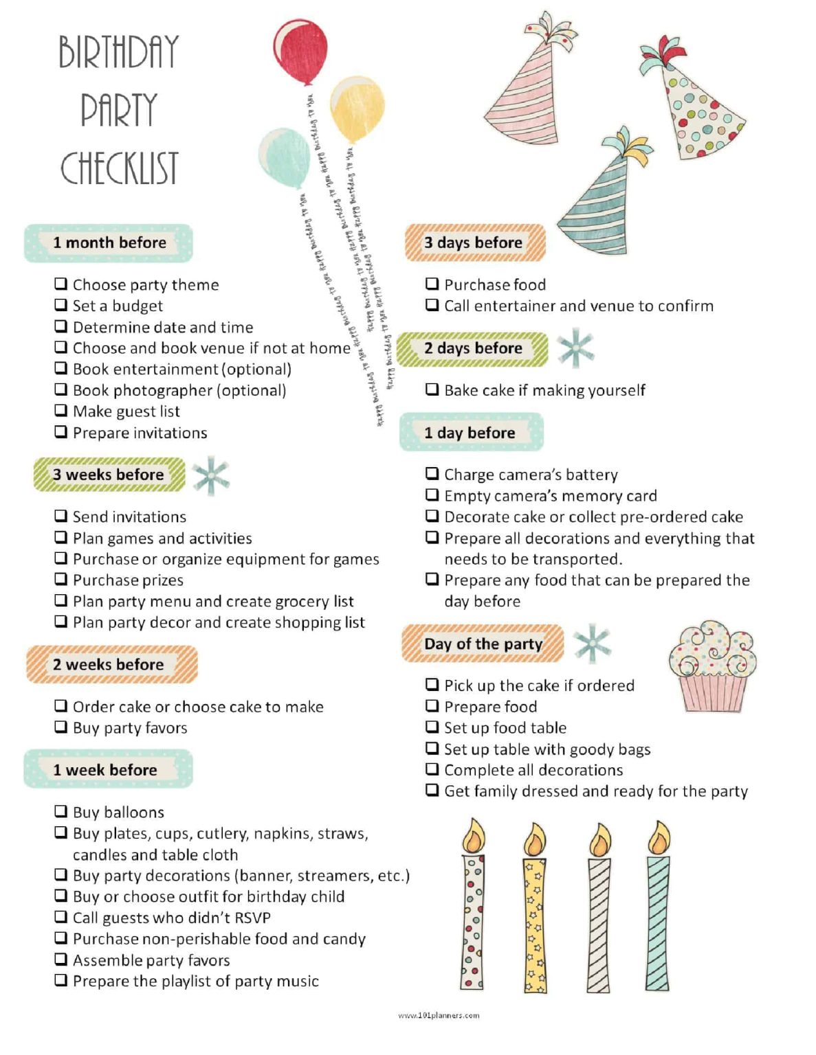 Printable Birthday Party Planner Template