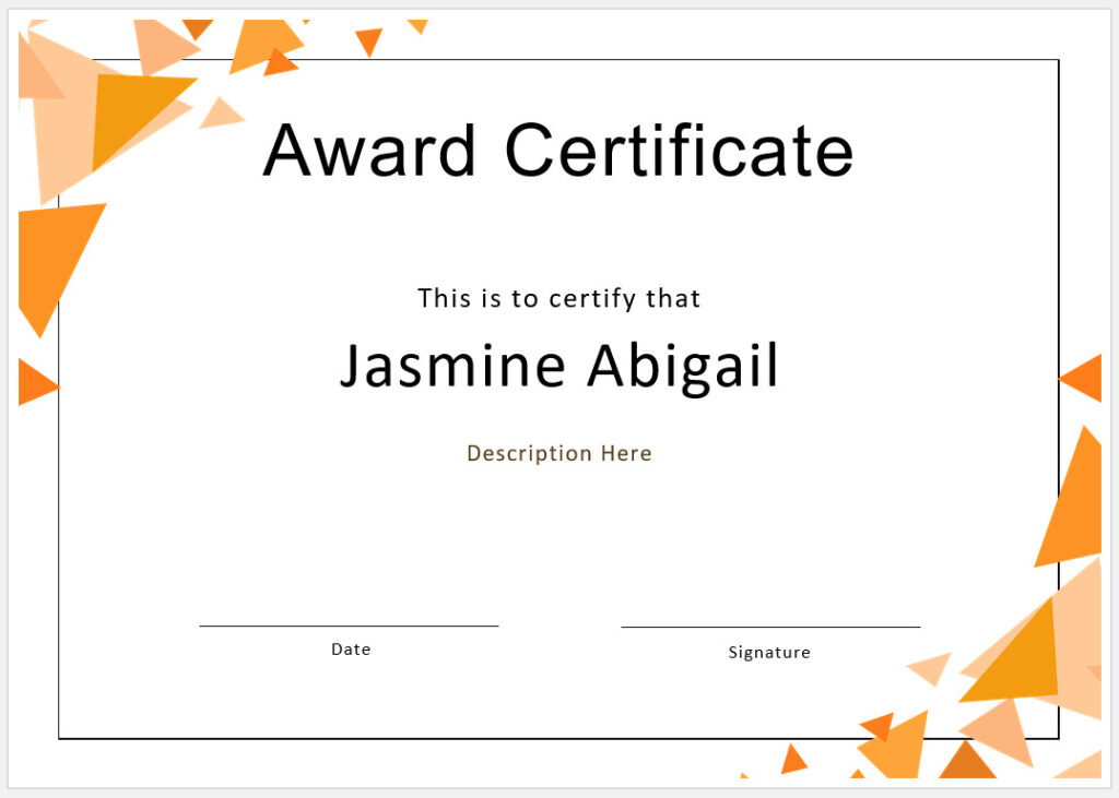 Blank Award Certificate Template (Word)