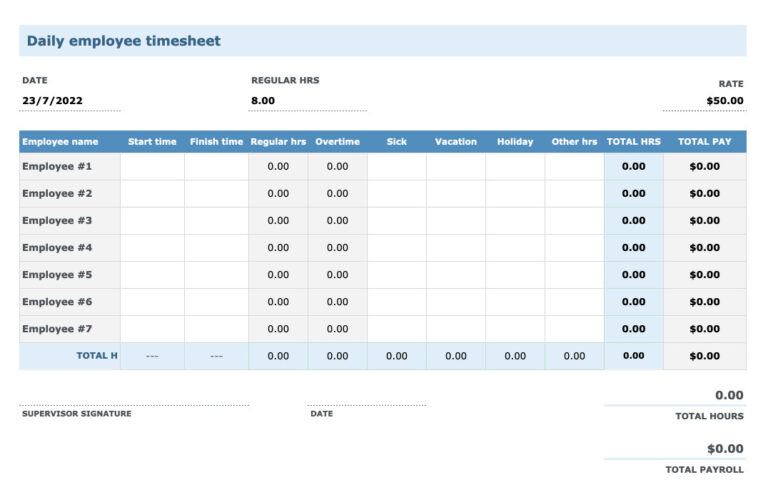 Multiple Employee Timesheet Template
