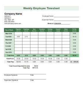 Multiple Employee Timesheet Template