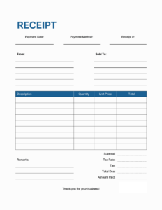 Free Printable Blank Receipt Template