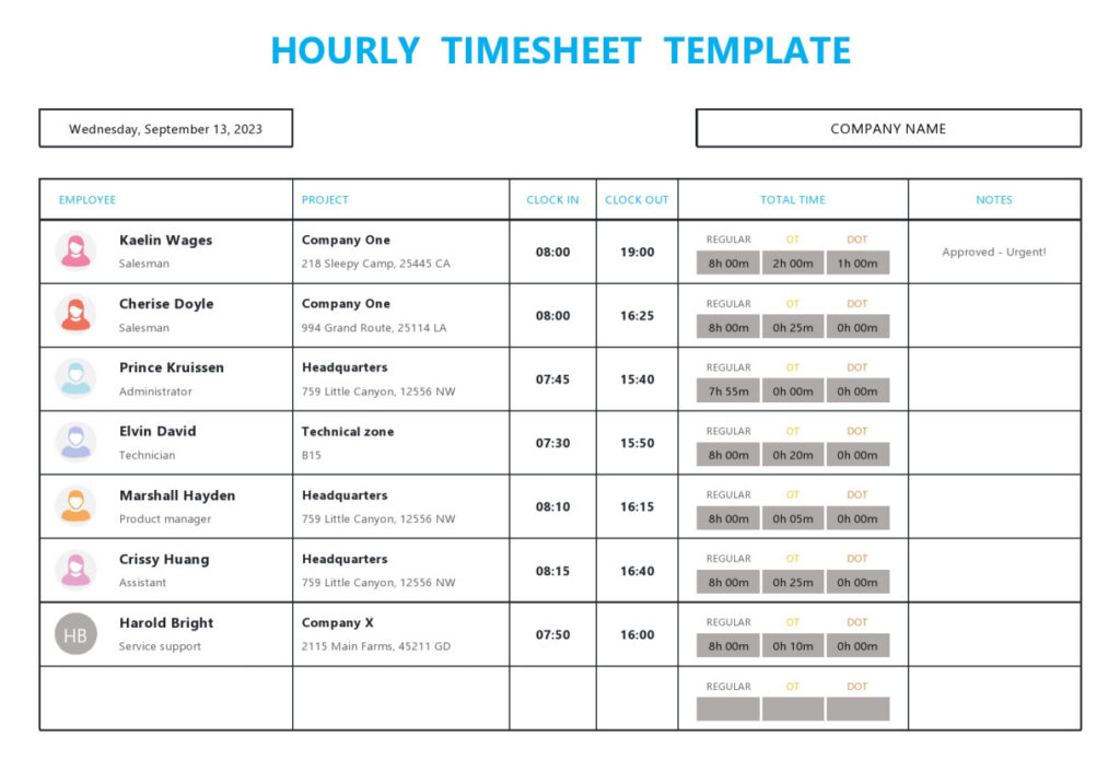 Printable Timesheet Template With Tasks