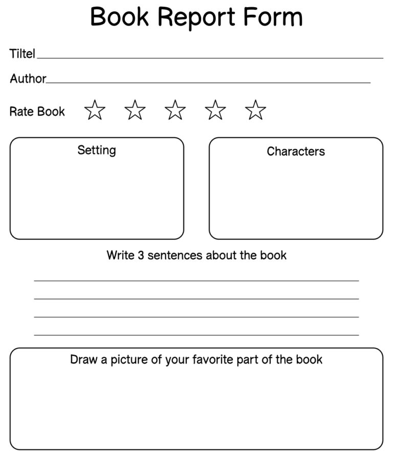 Book Report Template for 2nd Graders (Word)