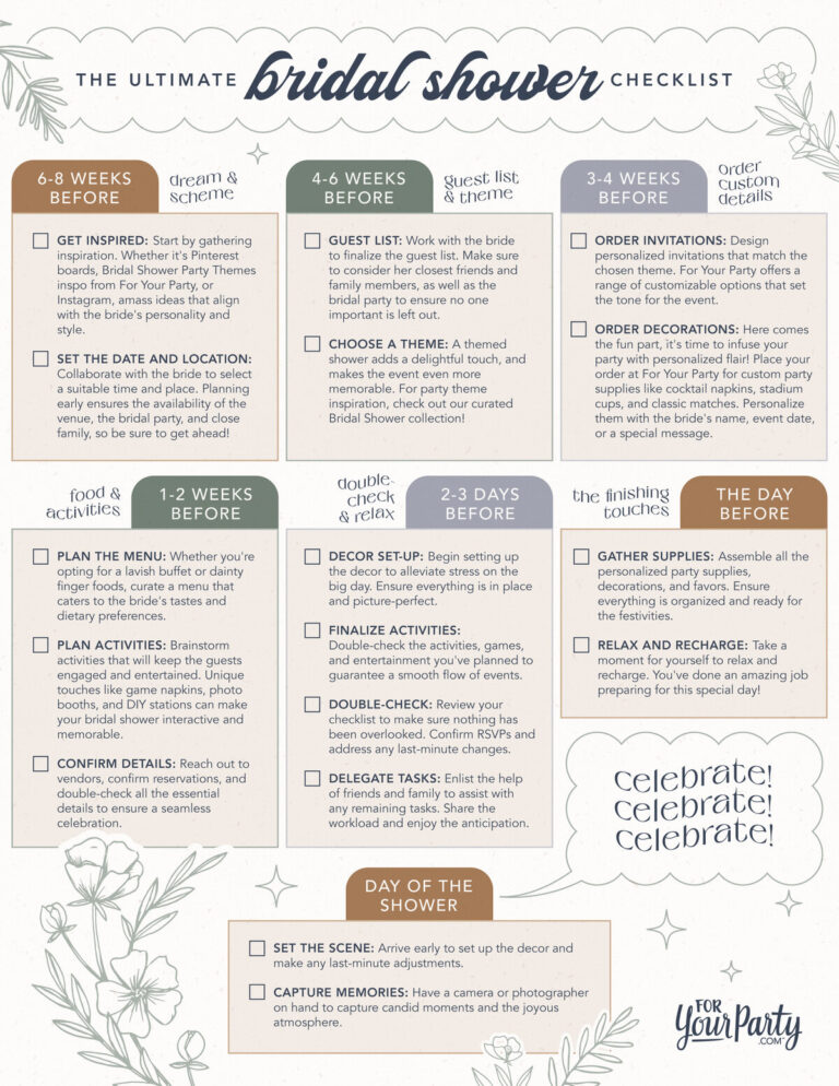 Printable Bridal Shower Checklist Template