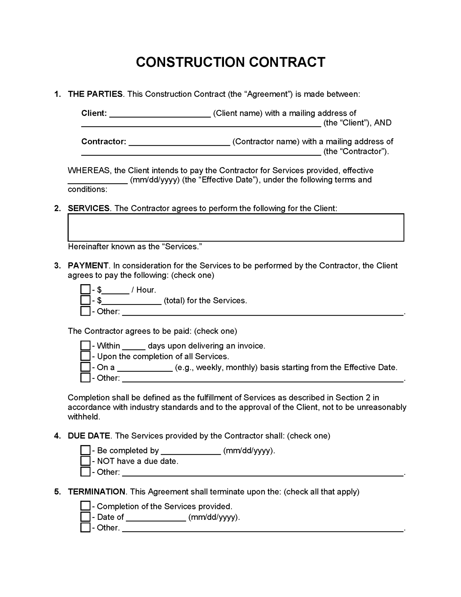 Building Contract Template (Word)