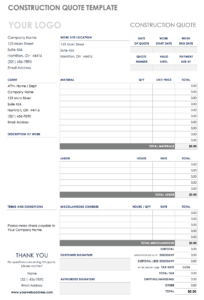 Printable Building Quote Template