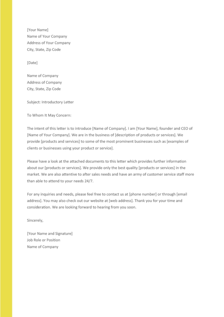 Business Introduction Letter Template