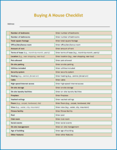 Printable Buying a House Checklist Template