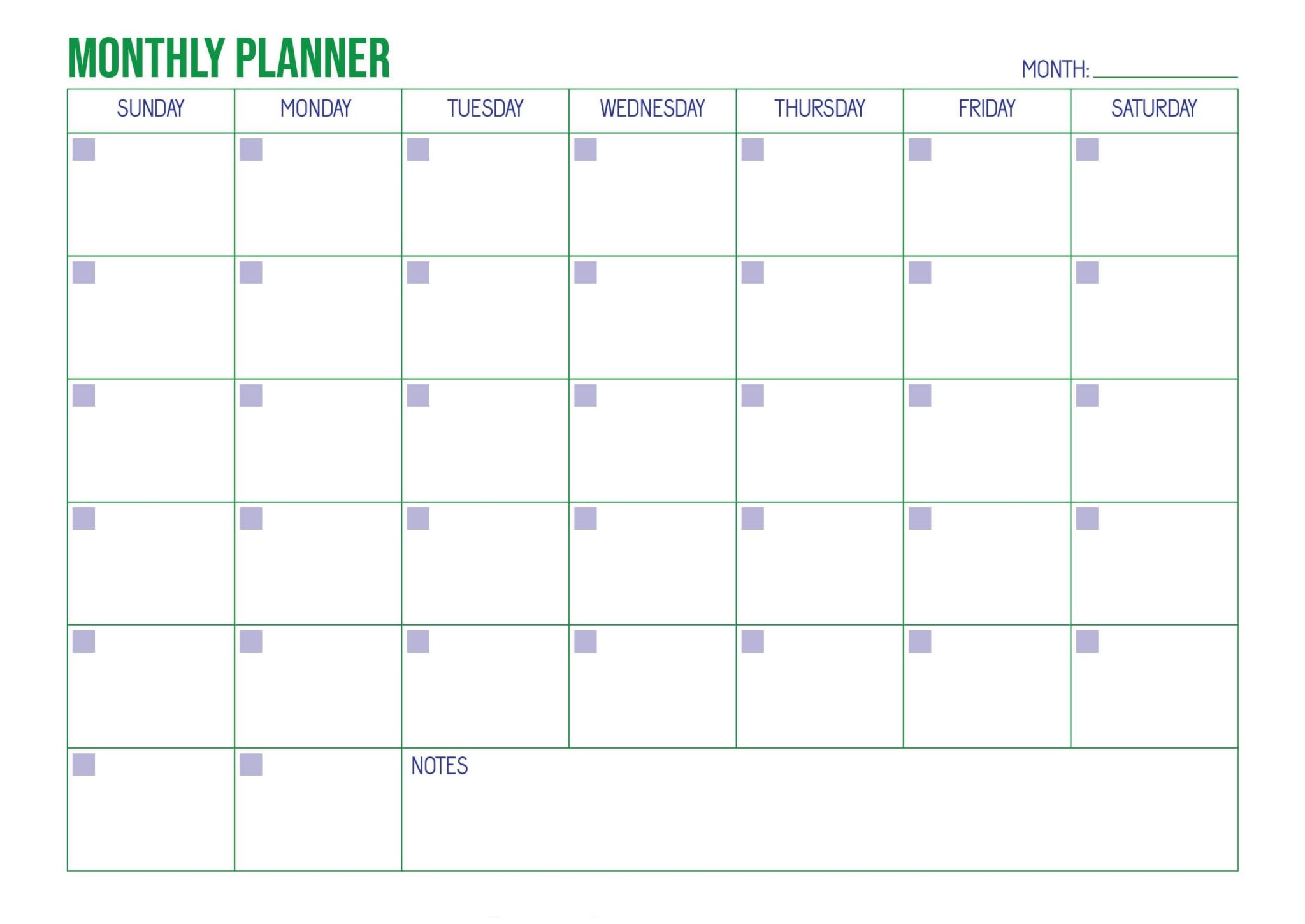 Printable Calendar Planning Template