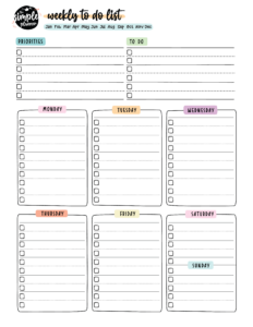 Printable Calendar To-Do List Template