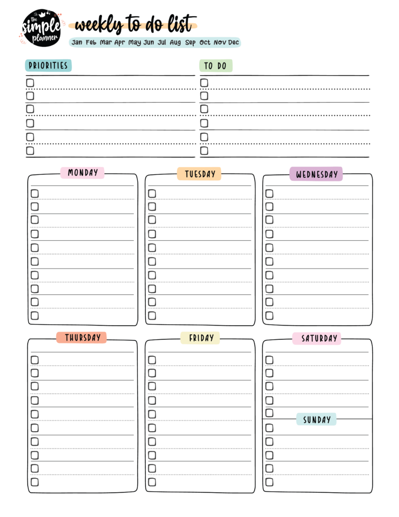 Printable Calendar To-Do List Template