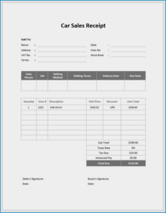Printable Car Sale Receipt Template