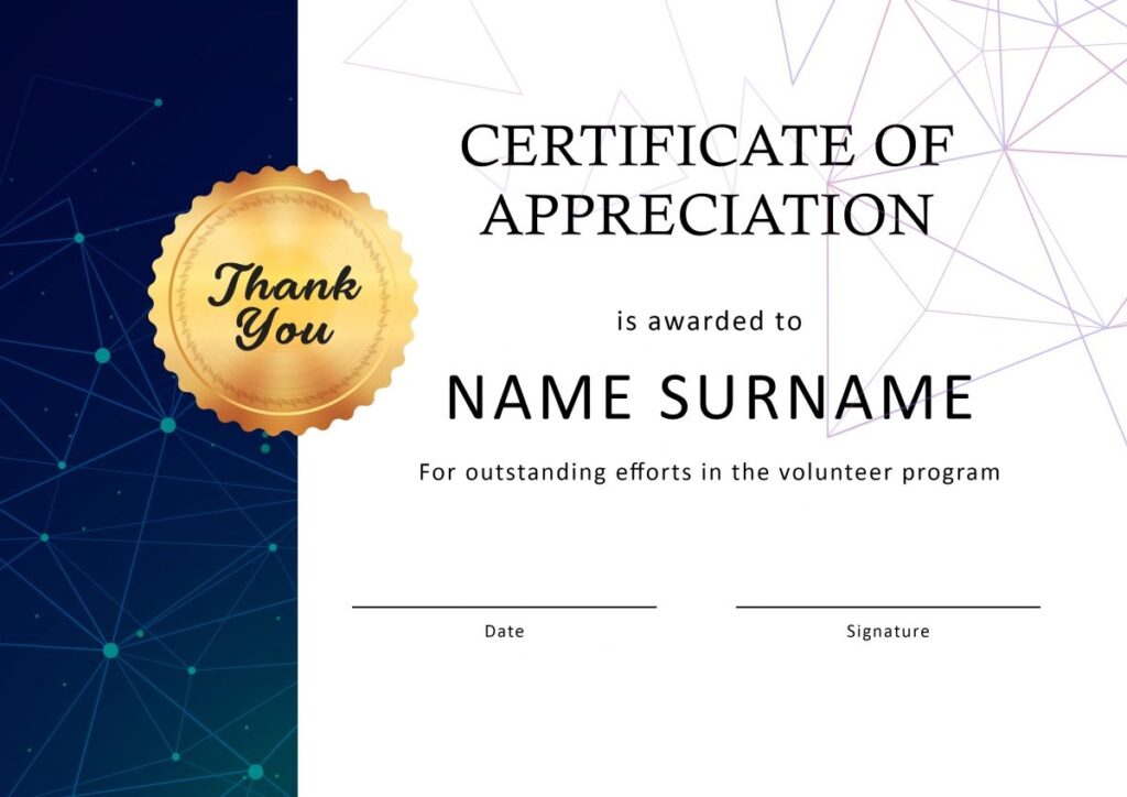 Certificate of Appreciation Template