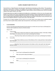 Child Custody Agreement Template (Word)