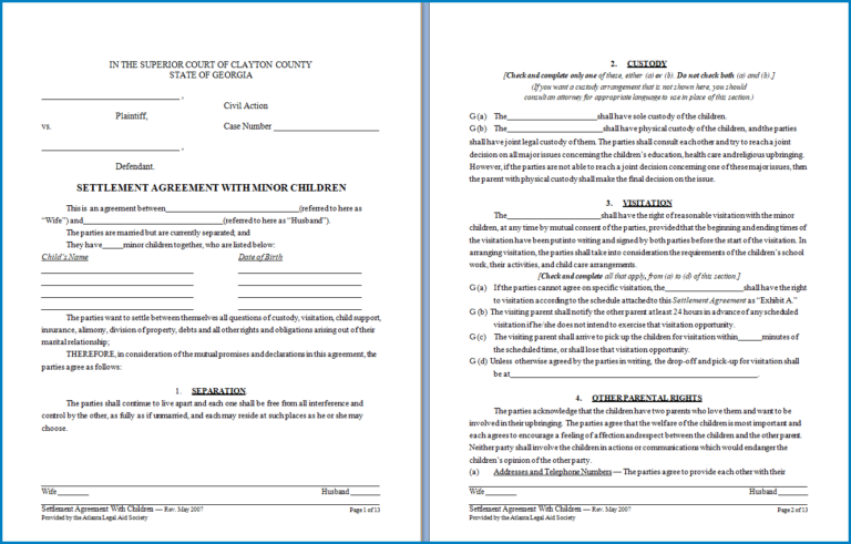 Child Support Agreement Template (Word)