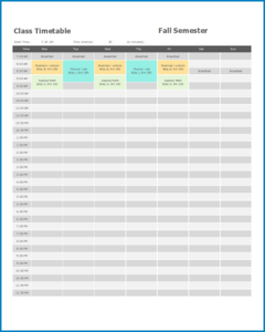 Printable Class Timetable Template