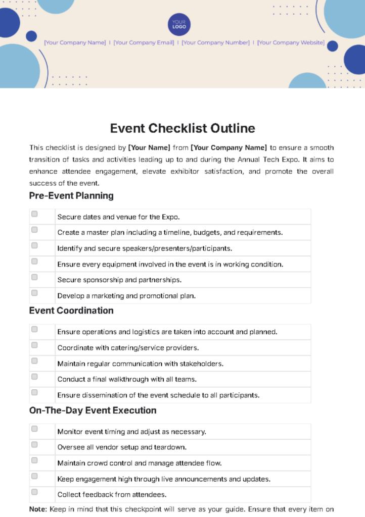 Conference Planning Checklist Template