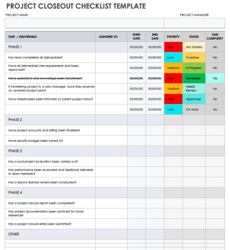 Construction Project Checklist Template