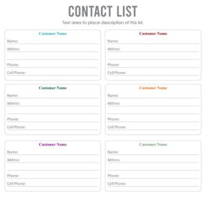Free Printable Contact List Template
