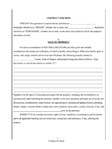 Contract For Deed Template