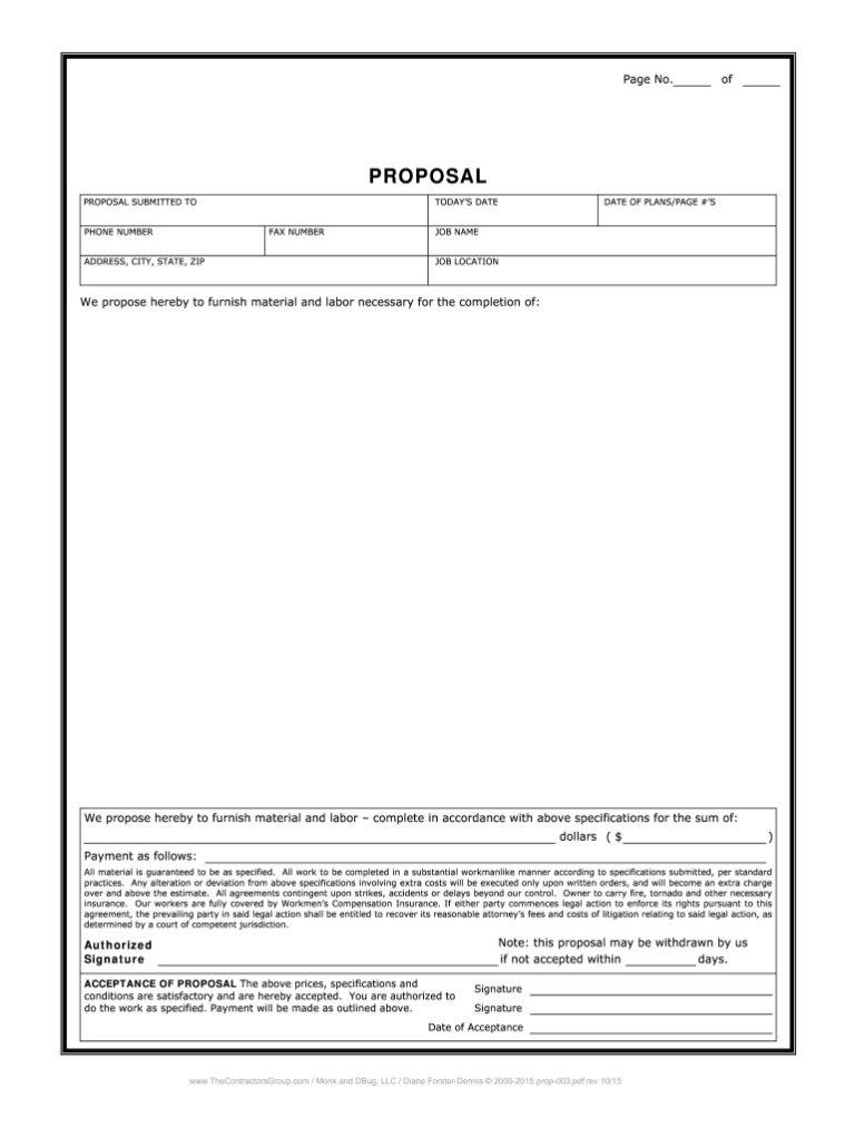 Printable Contract Proposal Template