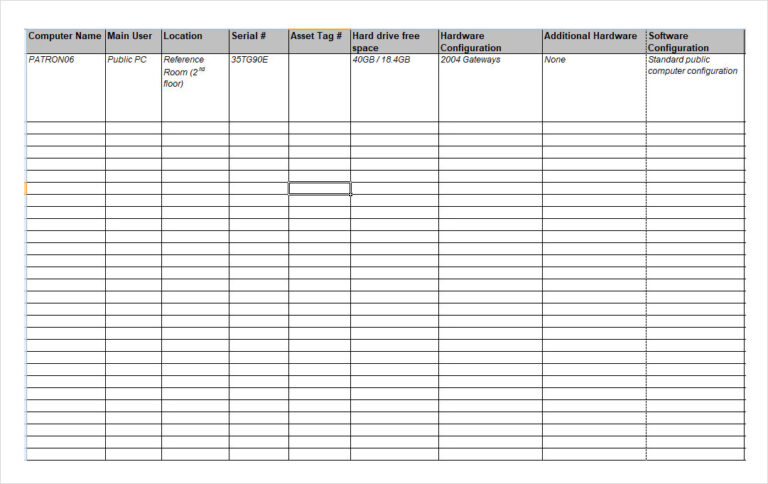 Free Printable Computer Inventory Template