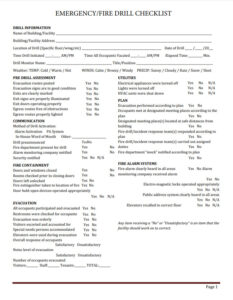 Printable Employee Fire Drill Checklist Template