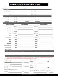 Free Printable Employee Status Change Form