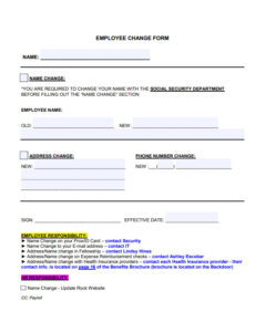 Free Printable Employee Status Change Form