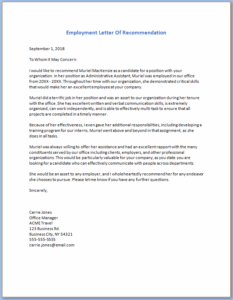 Employment Letter of Recommendation Template