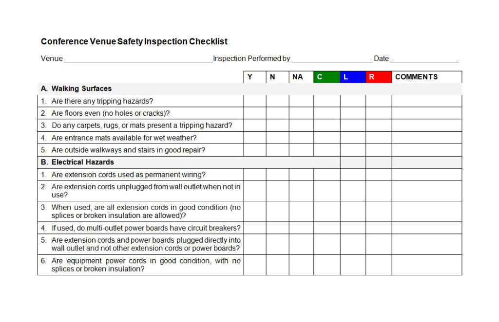 Printable Event Venue Checklist Template