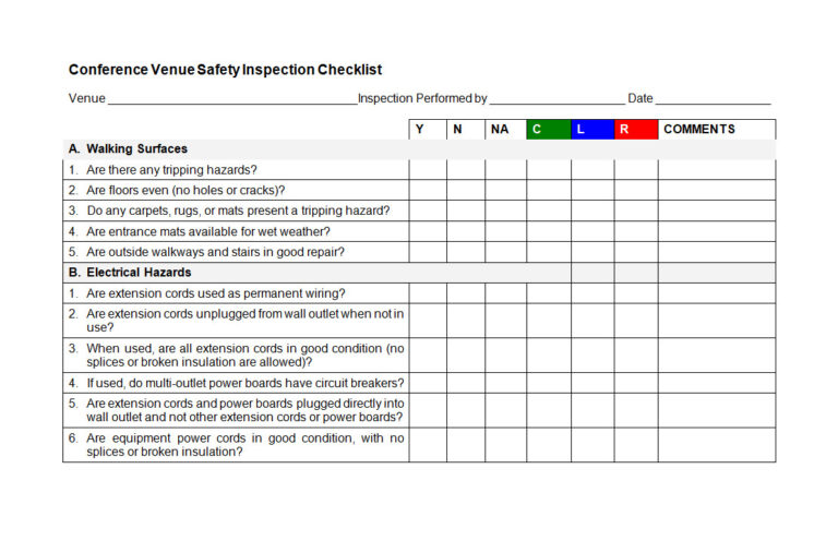 Printable Event Venue Checklist Template