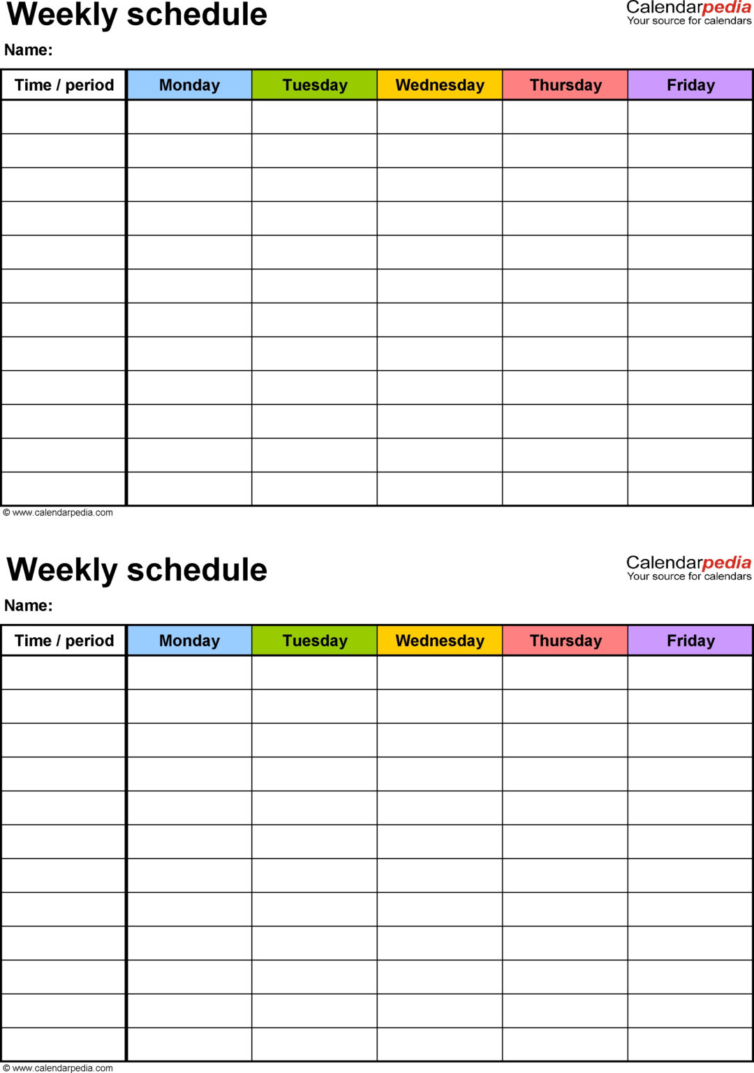 Free Printable 2-Week Calendar Template