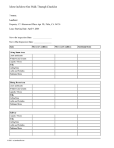 Apartment Walkthrough Checklist Template
