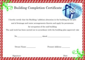 Building Completion Certificate Template