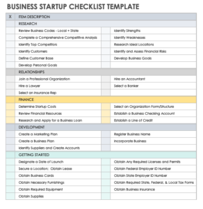 Printable Business Checklist Template