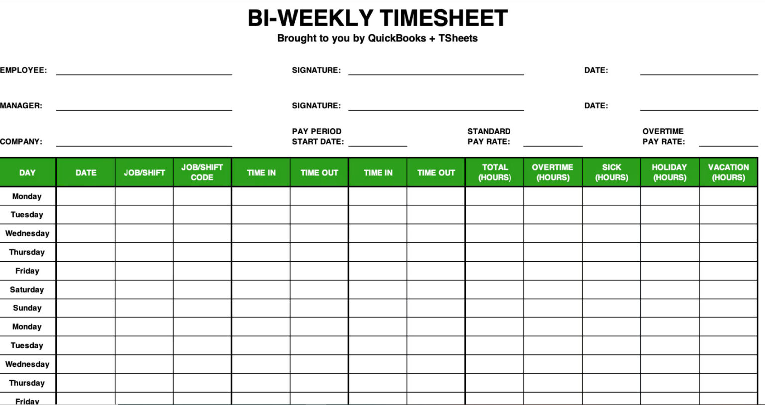 Business Timesheet Template (Excel)