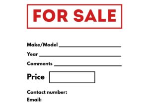 Printable Car For Sale Sign Template
