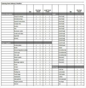 Printable Catering Checklist Template